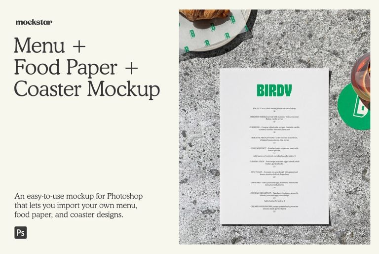 Menu, Food Paper & Coaster Mockup, Object Mockup | Supply.Family