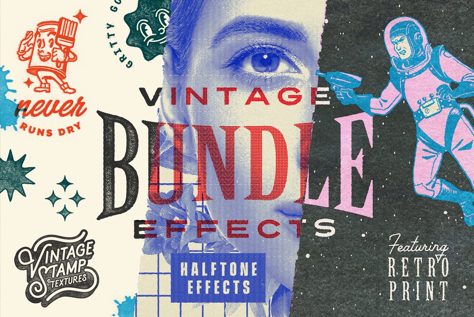 Vintage Photoshop Effects Bundle, Bundle Mockup | Supply.Family