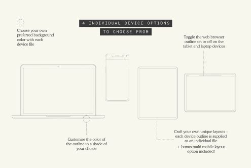 Minimal Outline Device Mockups, Tech Mockup | Supply.Family