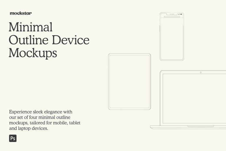 Minimal Outline Device Mockups, Tech Mockup | Supply.Family