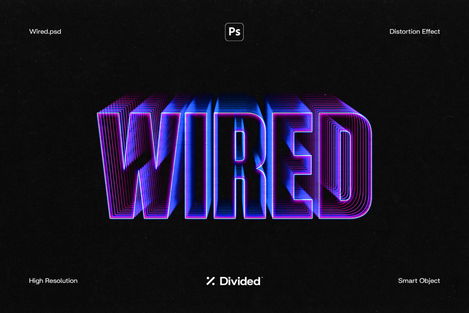 Wired Text Distortion Effect, Photoshop Effect Graphic | Supply.Family