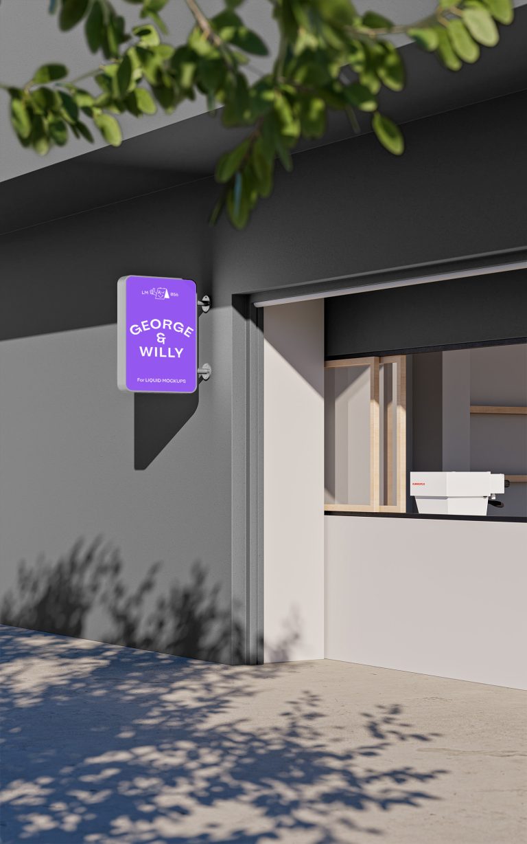 L-M-056-G&W-Rectangle-Light-Box-Sign, Outdoor Mockup | Supply.Family