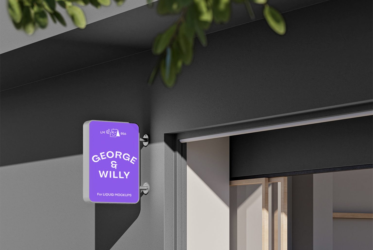 L-M-056-G&W-Rectangle-Light-Box-Sign, Outdoor Mockup | Supply.Family