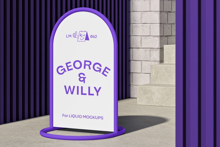 L-M-062-G&W-Rounded-Sidewalk-Sign, Outdoor Mockup | Supply.Family