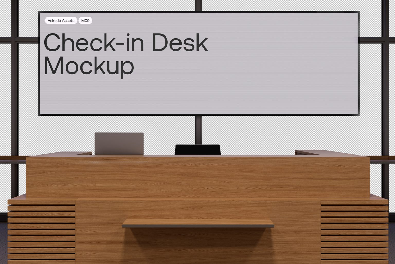 Check-in Desk Screen Mockup M09, Event Screen Mockup | Supply.Family