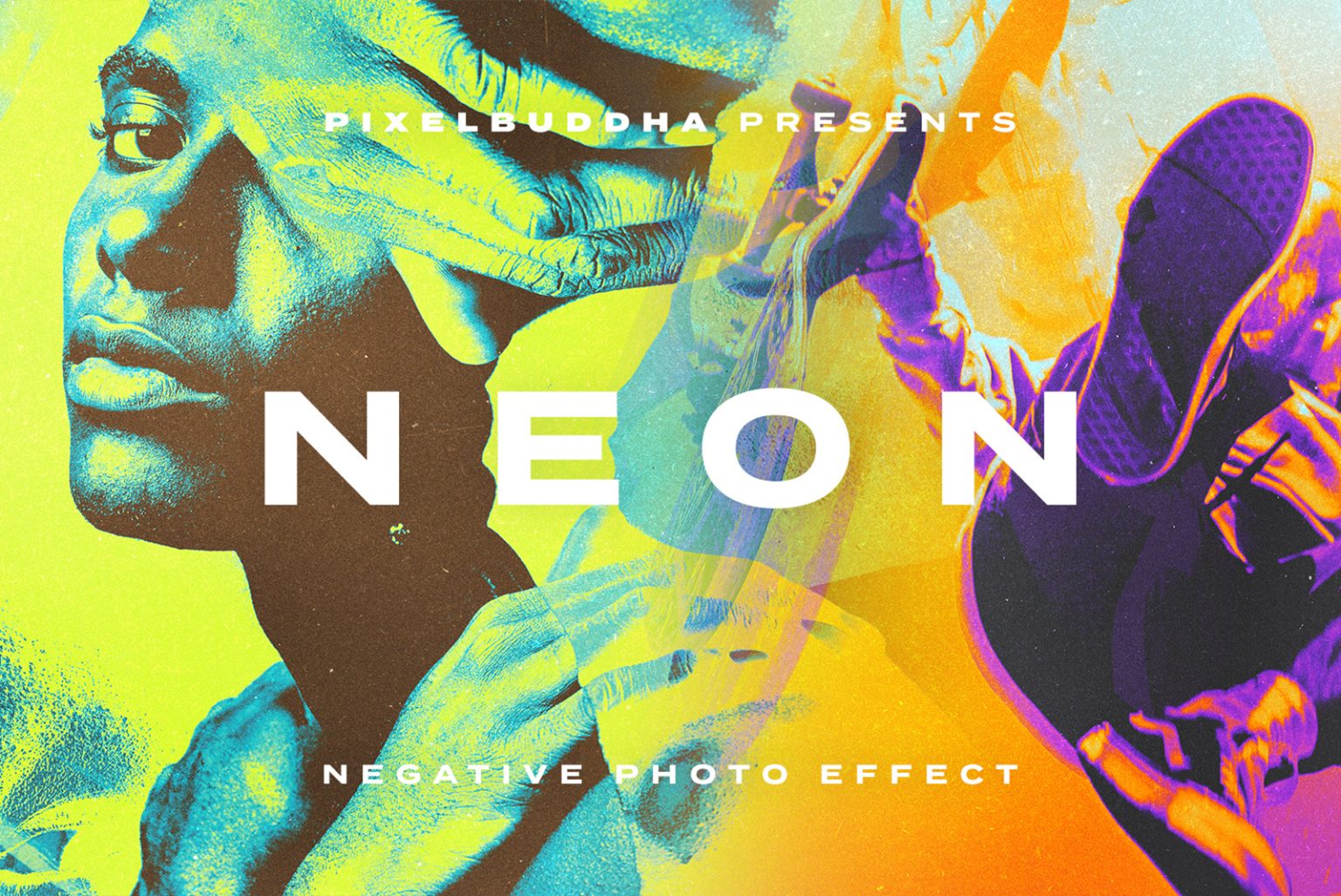 Neon Negative Photo Effect, Photoshop Effect Graphic | Supply.Family