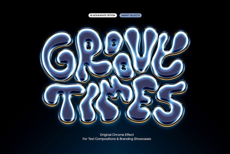 Iridescent Chrome Text Effect, Photoshop Effect Graphic | Supply.Family