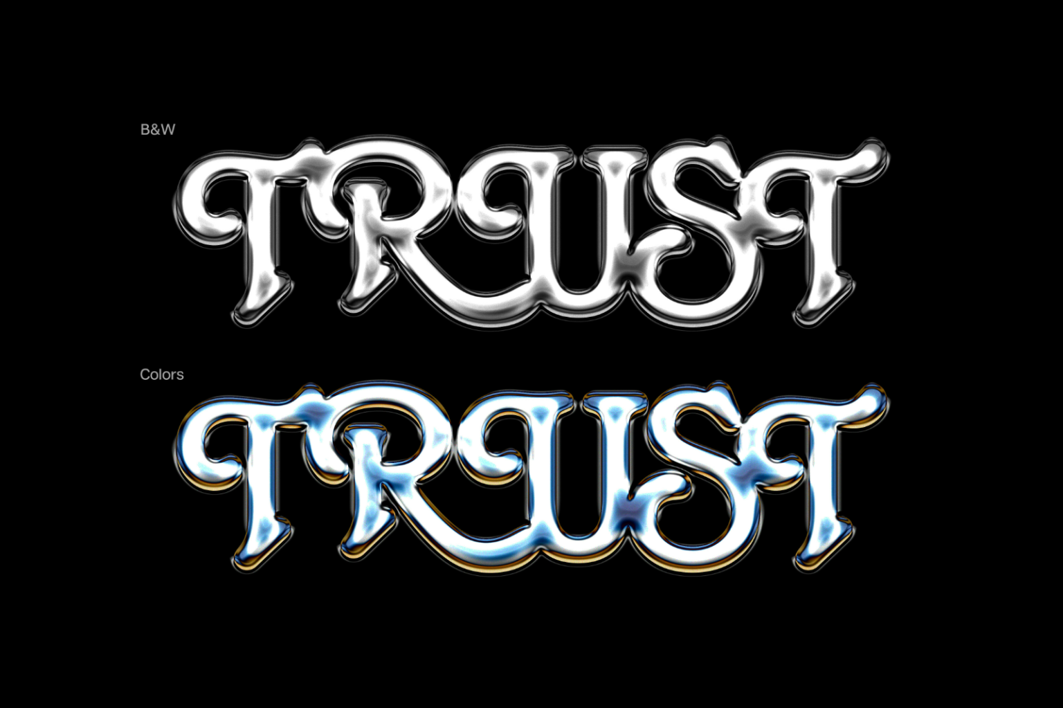 Iridescent Chrome Text Effect, Photoshop Effect Graphic | Supply.Family