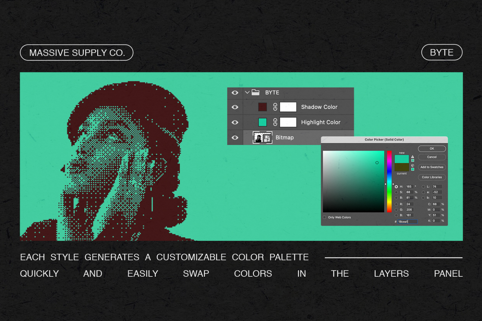 BYTE – Bitmap Actions for Photoshop, Photoshop Effect Graphic | Supply ...