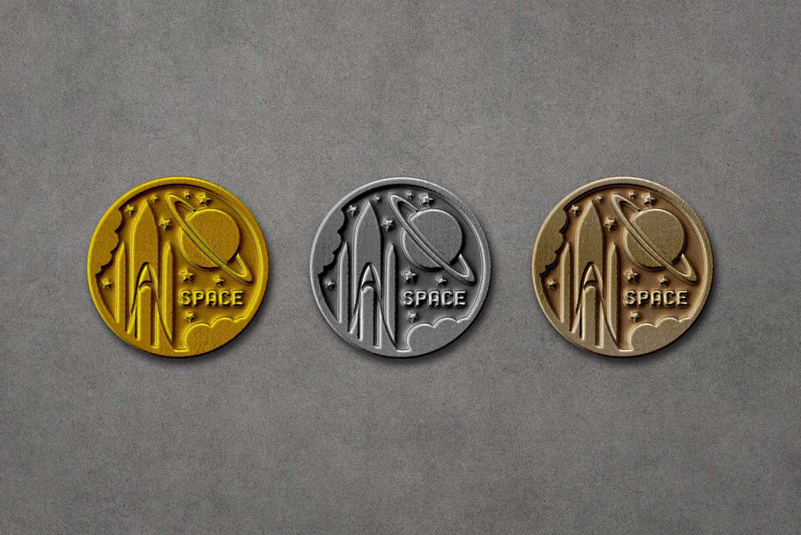 Metallic Pin Badges Effect, Photoshop Effect Graphic | Supply.Family