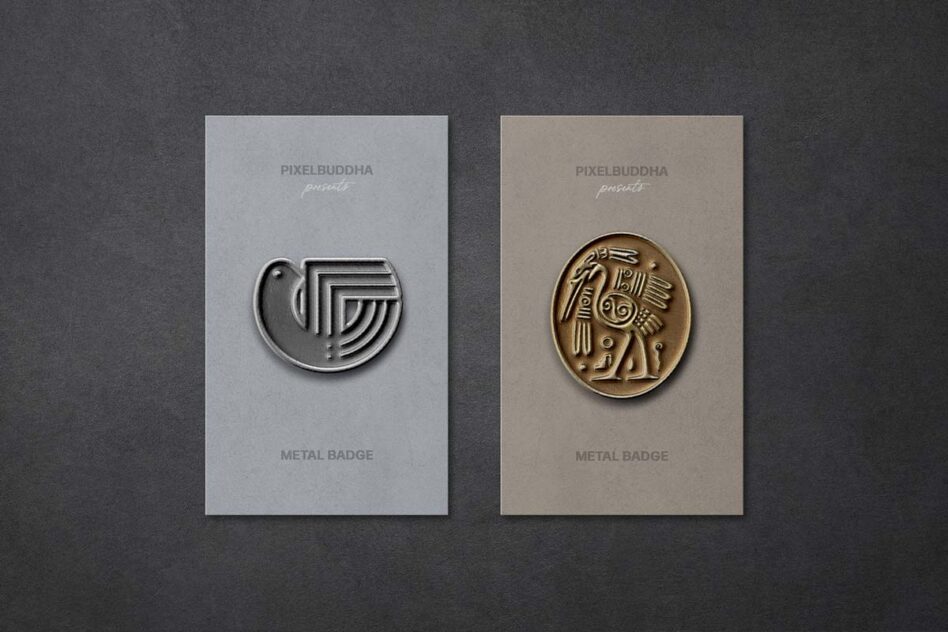 Metallic Pin Badges Effect, Photoshop Effect Graphic | Supply.Family