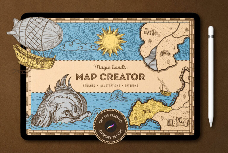 Vintage Map: Procreate Brushes, Procreate Brush More | Supply.Family