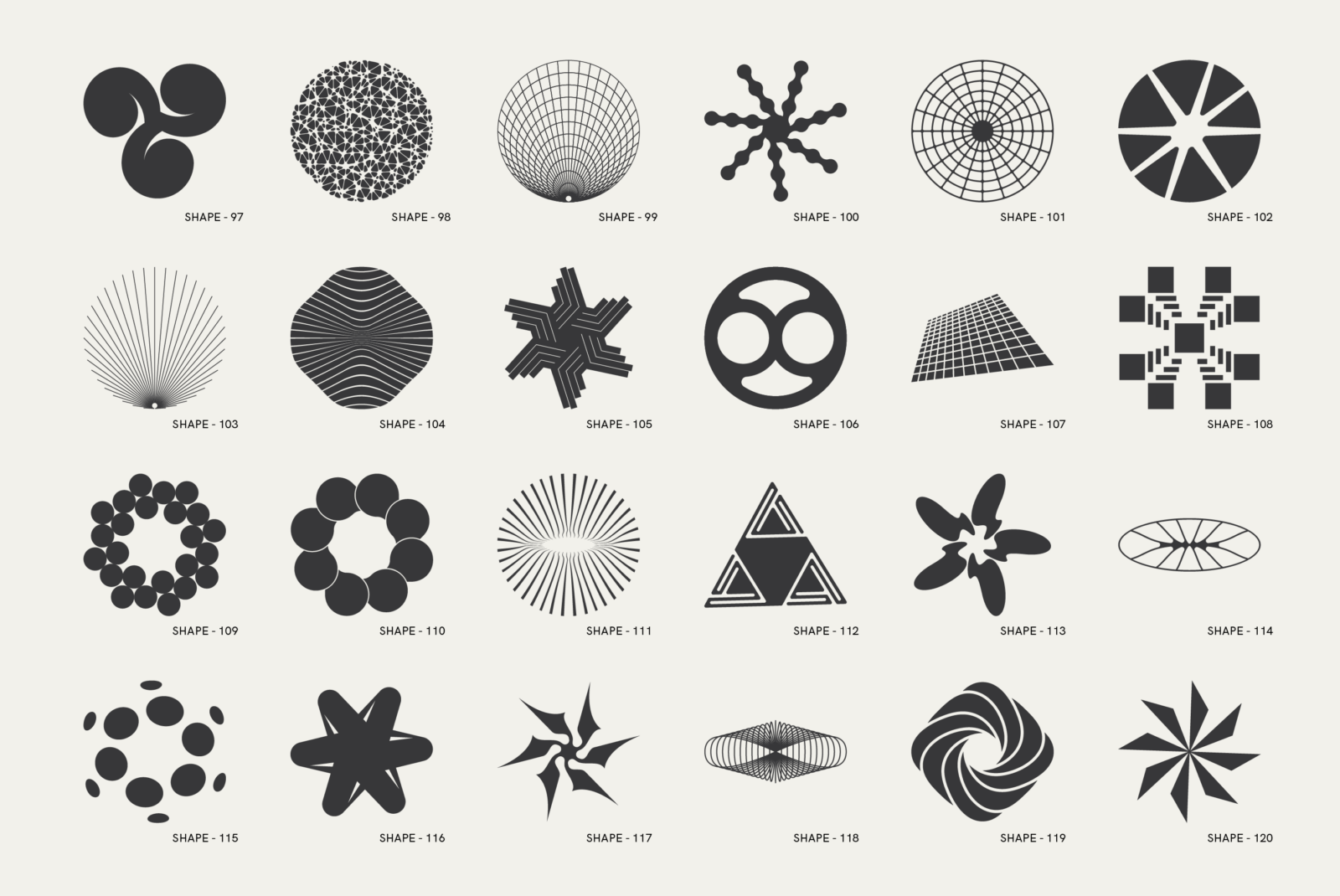 120 Abstract Geometric Shapes. Part 1, Vector Graphic | Supply.Family