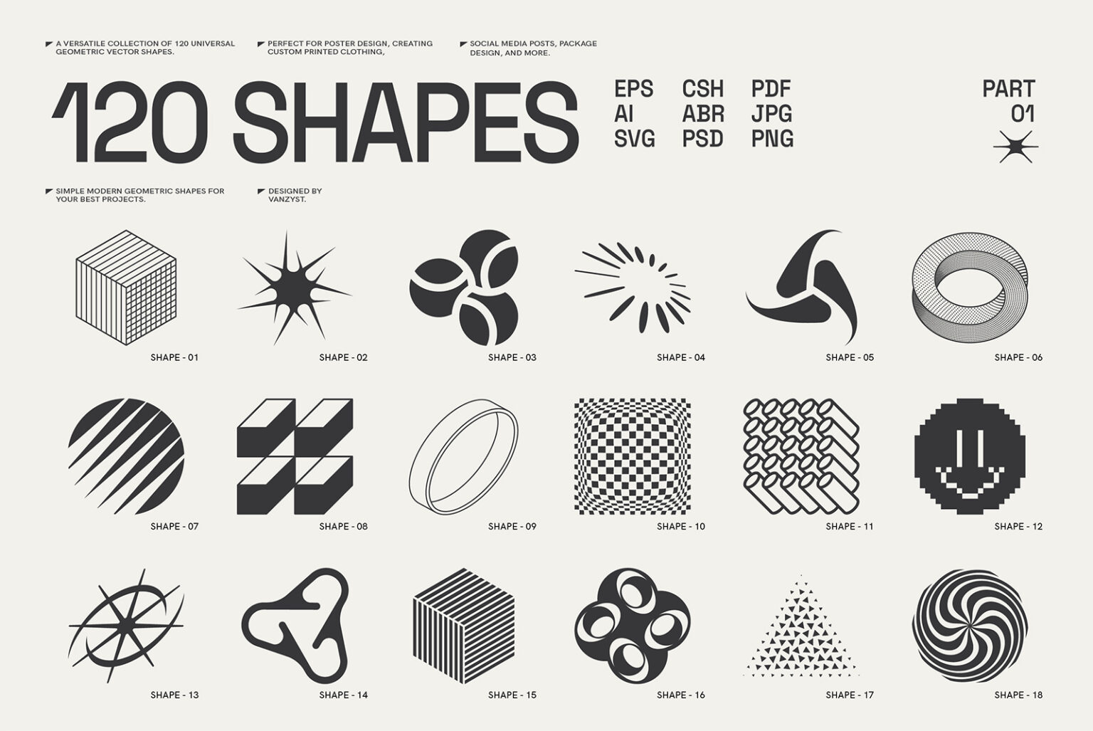 120 Abstract Geometric Shapes. Part 1, Vector Graphic | Supply.Family