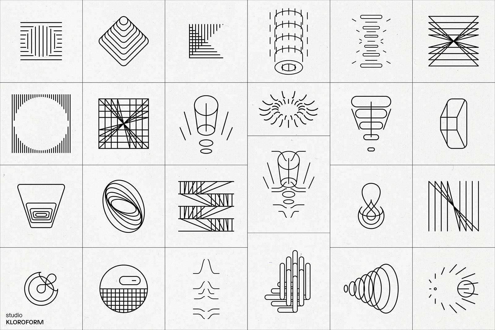 Monozen 3 – 130 monoline objects, Vector Graphic | Supply.Family