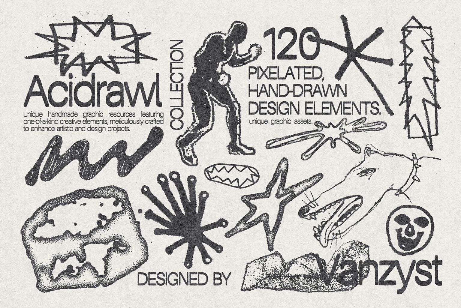 120 Acidrawl Graphic Pack, Vector Graphic | Supply.Family