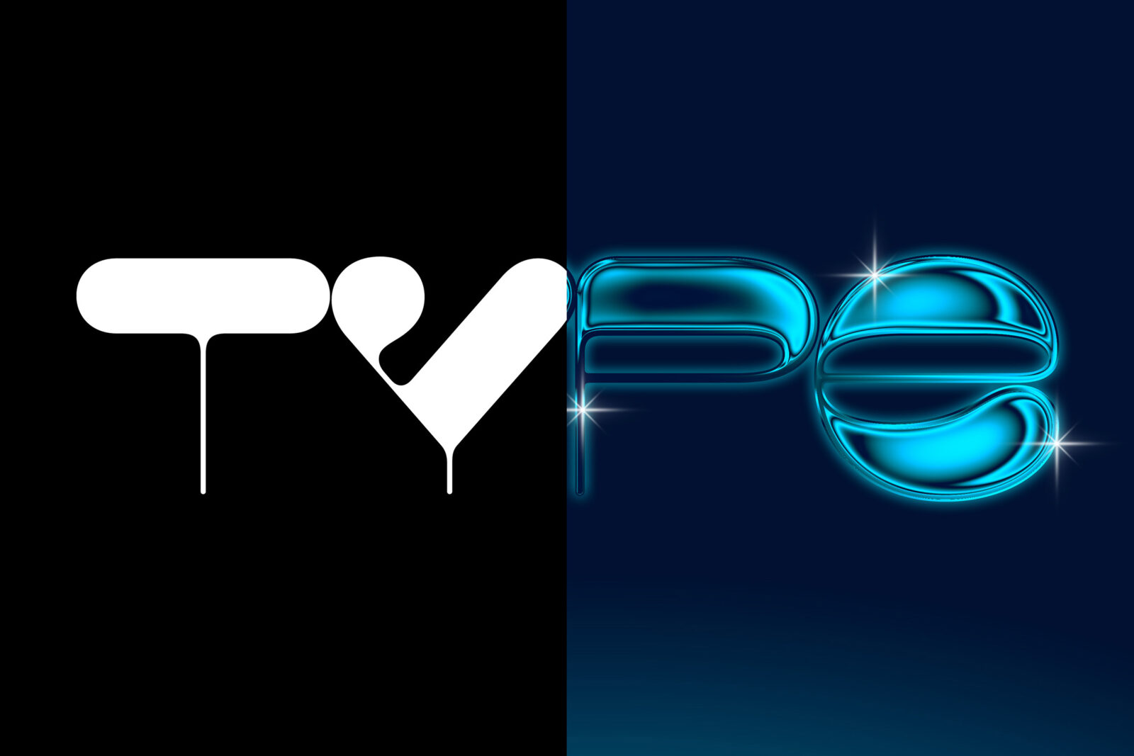 Blue Chrome Text Effect Mockup, Texture Graphic | Supply.Family